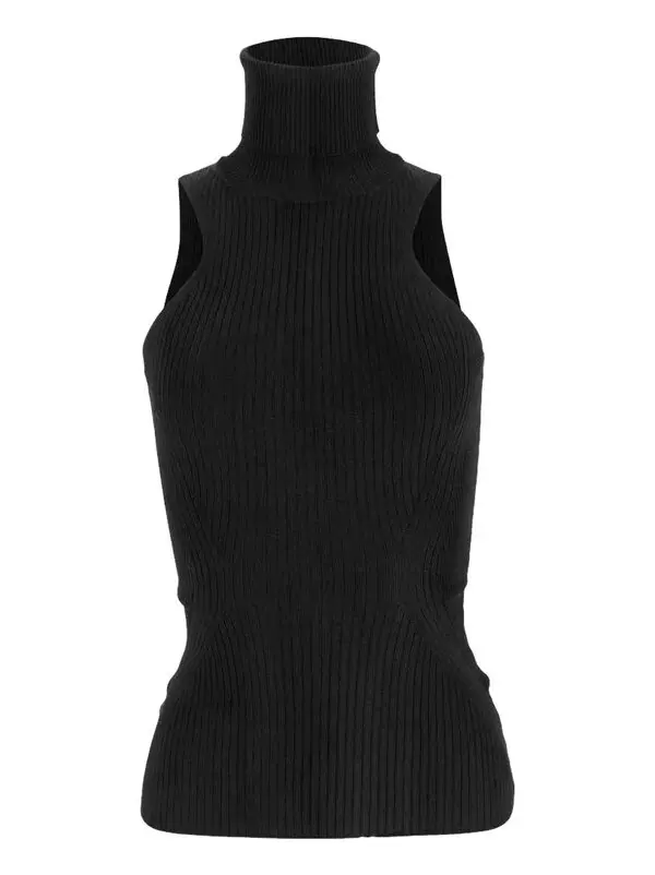 MUGLER Vintage Sleeveless Turtleneck Top - Black