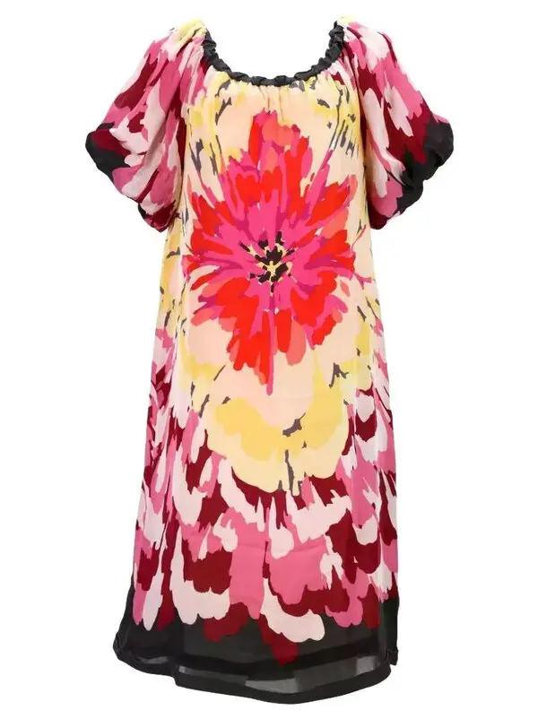 Missoni Floral-printed Puffed-sleeve Midi Dress - Pink