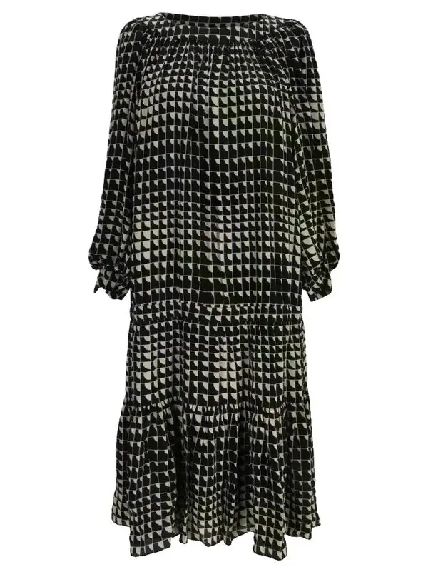 Celine Geometric-print Dress - Black