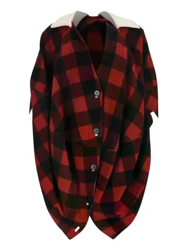 Marni Check-print Poncho Jacket - Red
