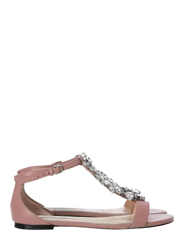 JIMMY CHOO 1990s Crystal Embellished T-strap Sandals - Pink