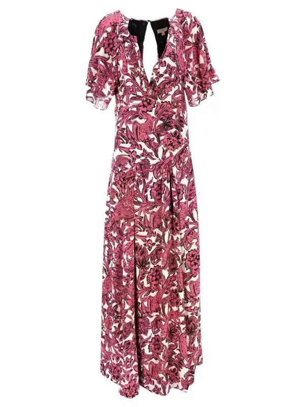 Burberry Hallie Floral Flutter-sleeve Maxi Dress - Pink