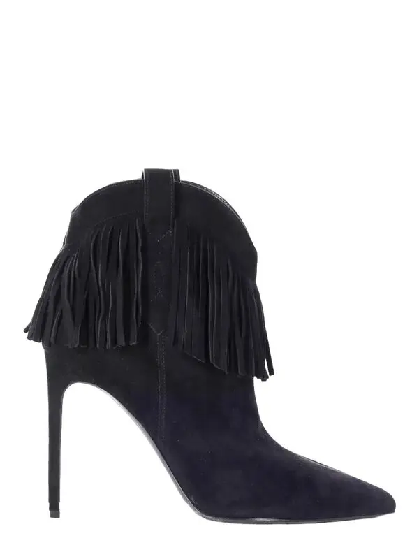 Saint Laurent Fringed Suede Stiletto Boots - Black