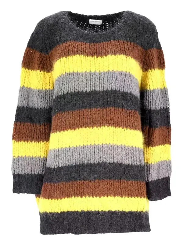 Dries Van Noten Stripe-pattern Knitted Sweater - Black