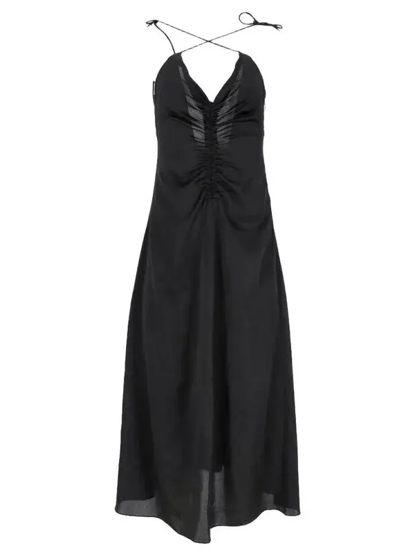 Sandro Ruched Spaghetti Strap Dress - Black