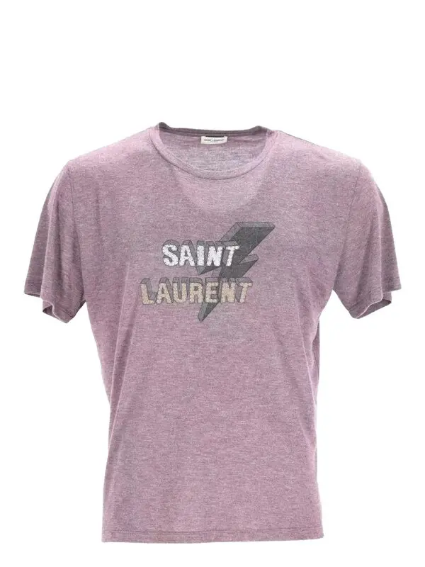 Saint Laurent Logo Print Cotton T-shirt - Purple