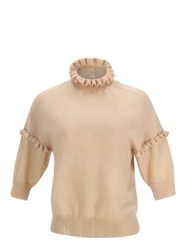 Chloé Half-sleeved Ruffled Sweater - Neutrals