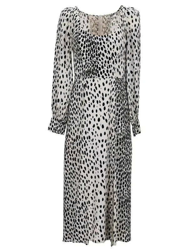 REFORMATION Animal-print Smocked-waist Midi Dress - Neutrals