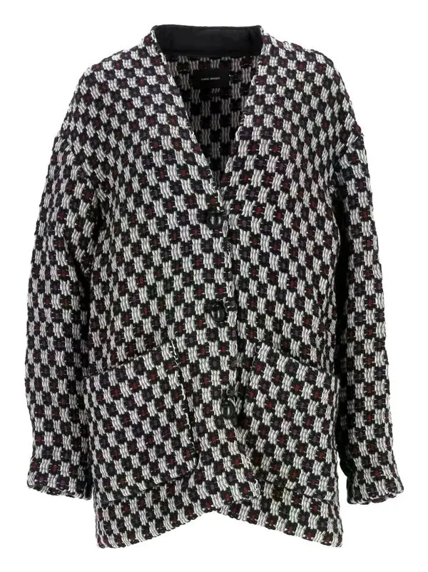 ISABEL MARANT VINTAGE Dianeline Woven V-neck Coat - Black