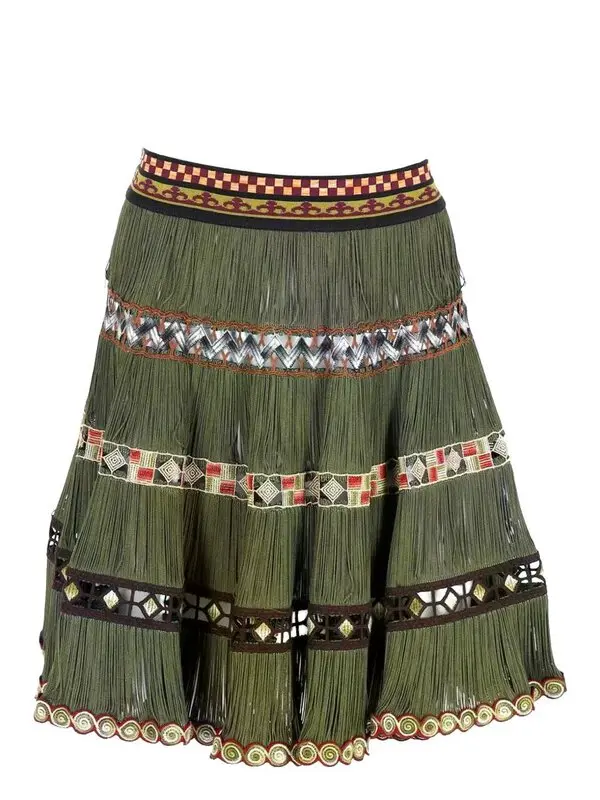 JEAN PAUL GAULTIER Fringed Midi Skirt - Green