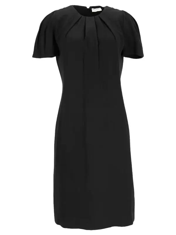 Givenchy Pleated Short-sleeve Shift Mini Dress - Black