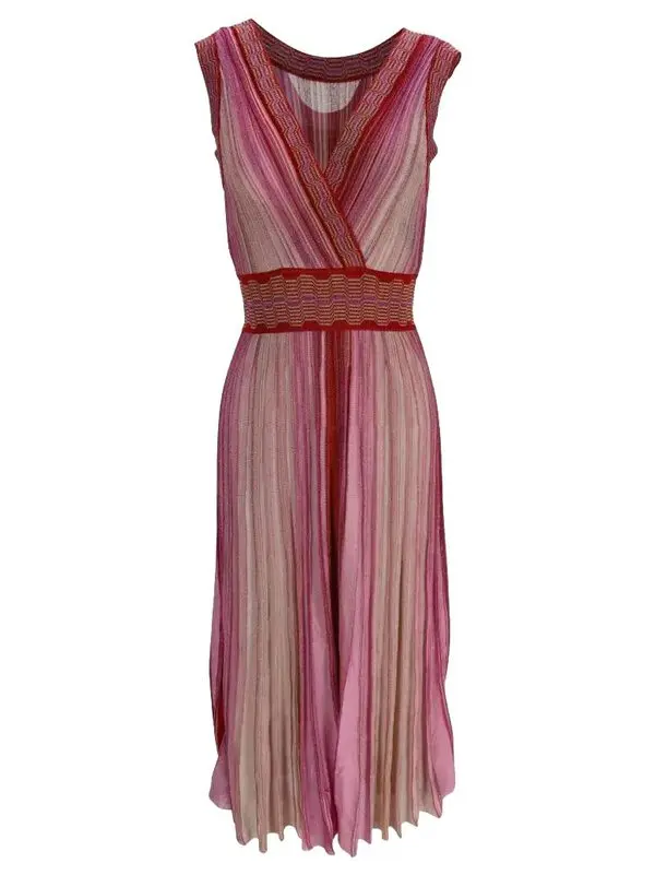 Missoni Striped Knitted Midi Dress - Pink