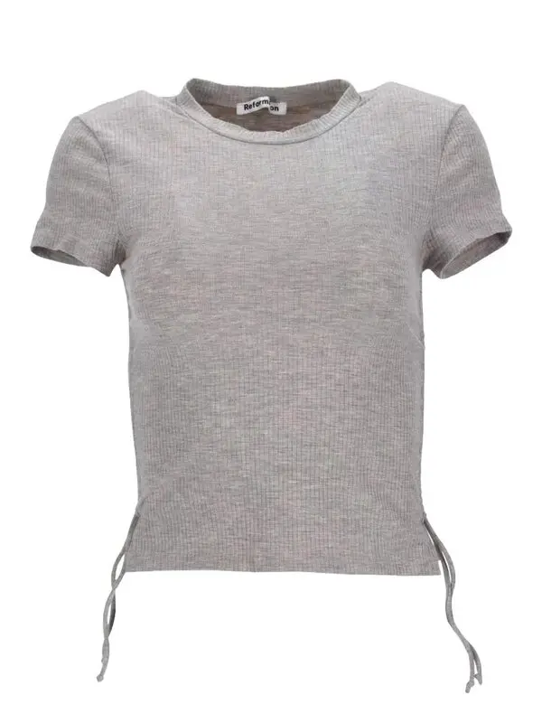REFORMATION Ribbed Drawstring T-shirt - Grey