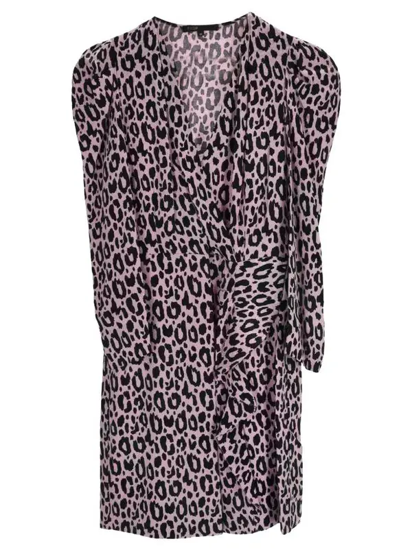 Maje Animal-print V-neck Mini Dress - Pink
