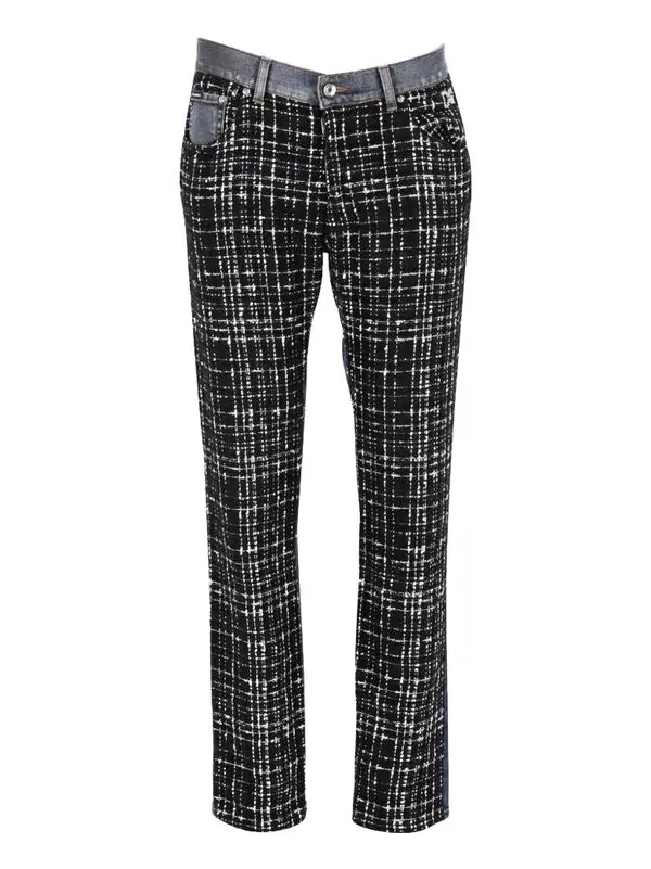 Dolce & Gabbana Tweed Insert Cotton Trousers - Blue