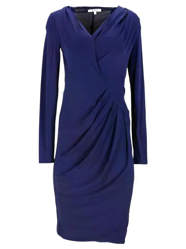 Max Mara Draped Long-sleeves Midi Dress - Blue