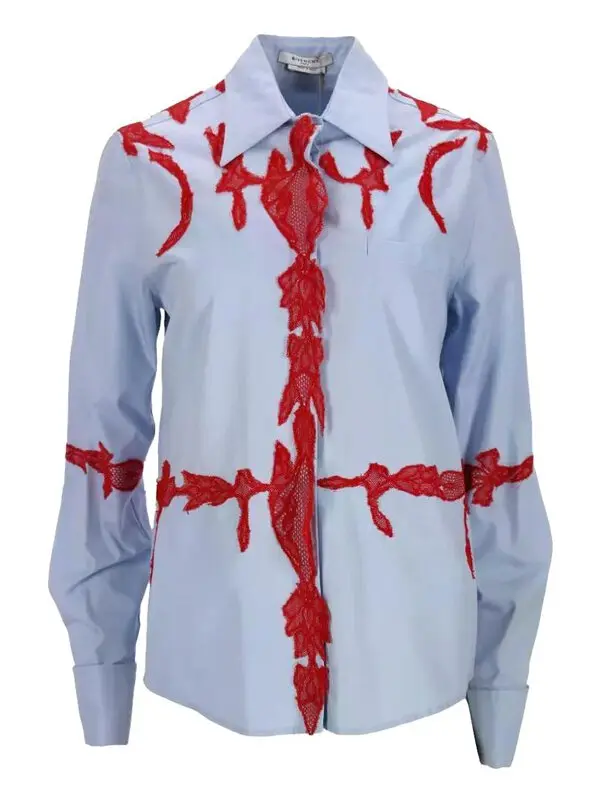 Givenchy Lace-appliqué Long-sleeve Shirt - Blue
