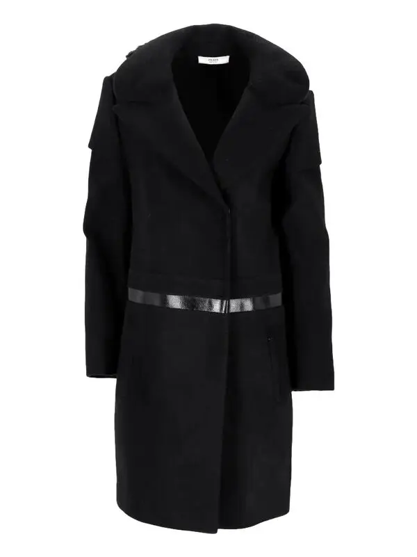 Prada Fur-trim Wool Coat - Black