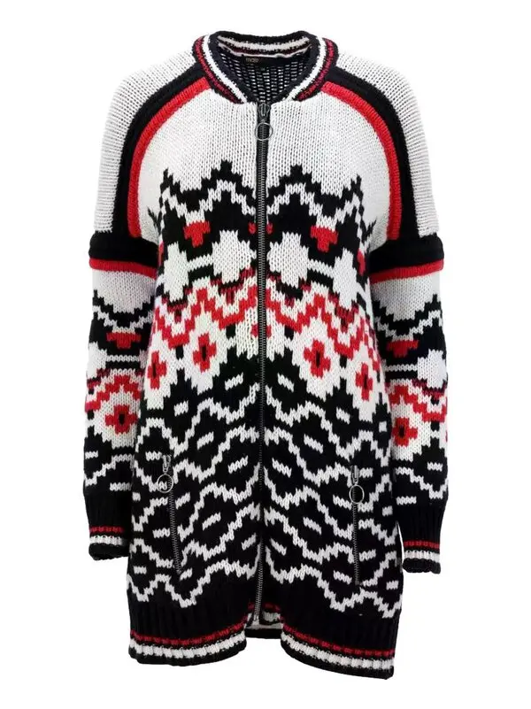 Maje Fair Isle Zip-front Cardigan - White
