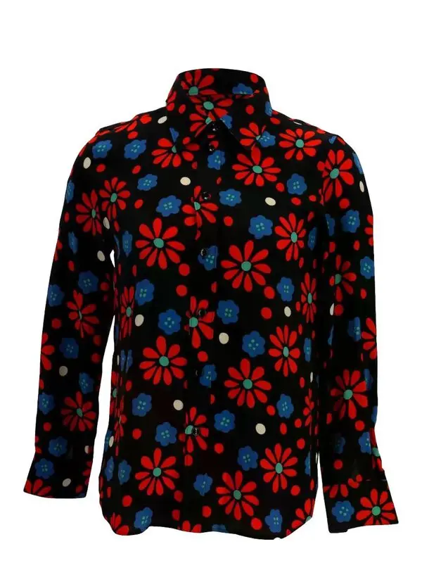 Saint Laurent Floral-print Button-down Shirt - Black