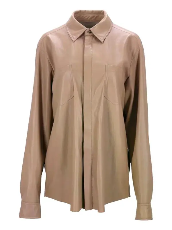 Nanushka Patch-pocket Faux Leather Shirt - Neutrals