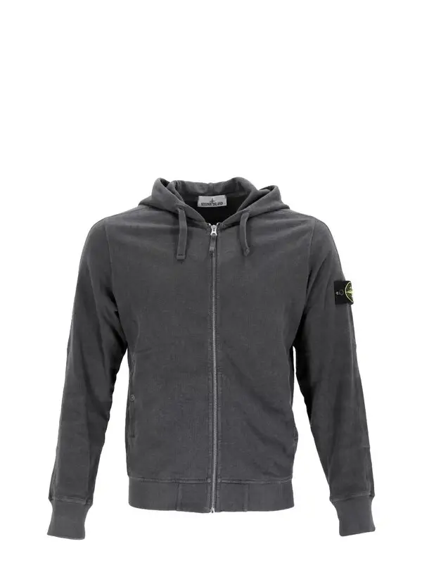 Stone Island Patch Zipped Hoodie - Grey