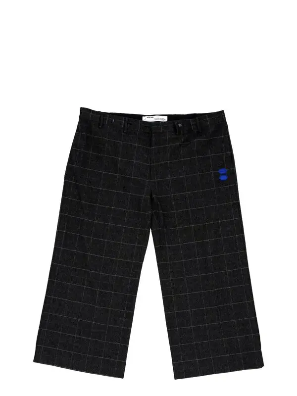 Off-White Checkered Wide Leg Trousers - Grey