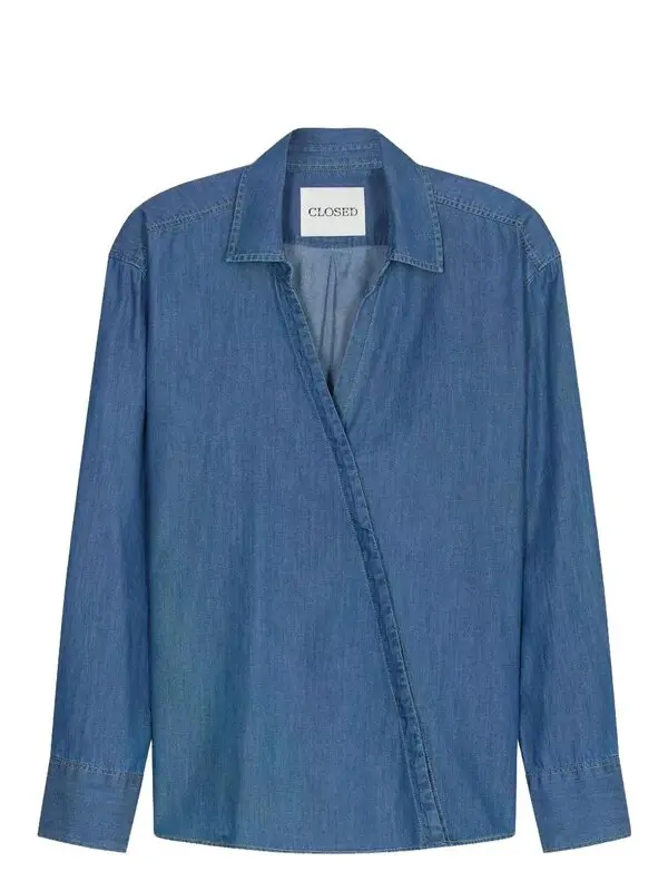 Closed Asymmetric Collared Shirt - Blue