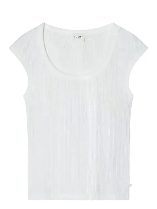 Closed Fitted Ribbed Top - White