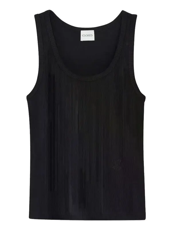 Closed Ribbed Tank Top - Black