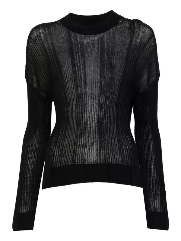 Eric Bompard Ribbed Round-neck Sweater - Black
