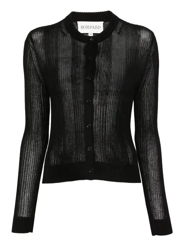 Eric Bompard Ribbed Button-fastening Cardigan - Black