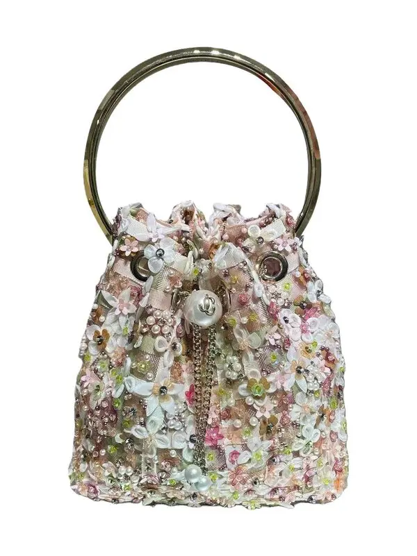 JIMMY CHOO Bon Bon Floral Embellished Tote Bag - Neutrals