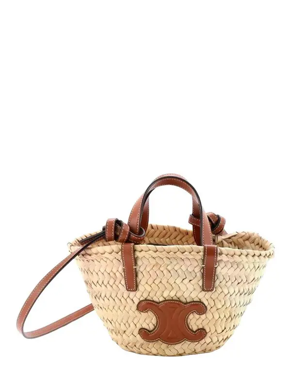 Celine Triomphe Basket Raffia Nano Shoulder Bag - Brown