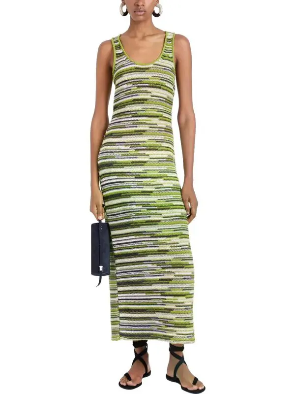Proenza Schouler White Label Zinah Striped Knit Dress - Green