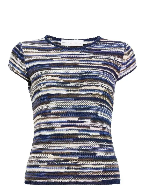 Proenza Schouler White Label Ribbed Striped T-shirt - Blue