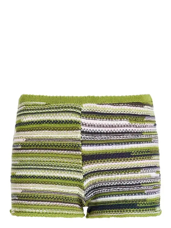 Proenza Schouler White Label Jenna Knit Striped Shorts - Green
