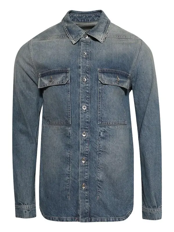 Rick Owens Denim Outershirt Washed Indigo - Blue