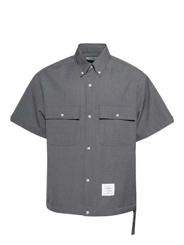 Thom Browne Short Sleeve Track Shirt Light Grey - Gray