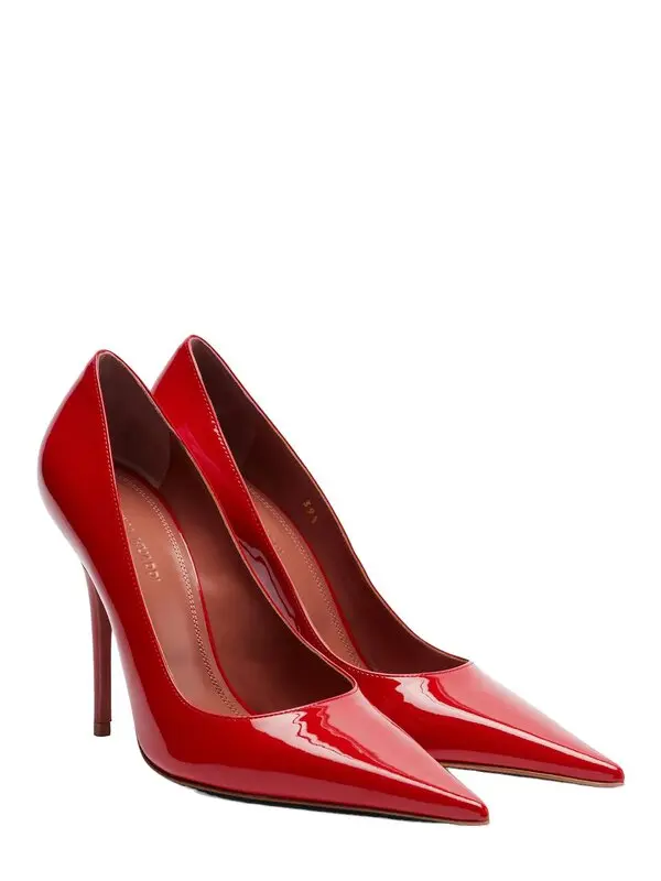Amina Muaddi Barbara Patent Leather Pumps - Red