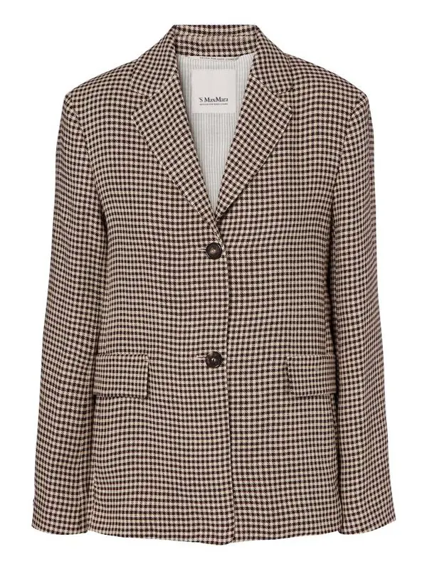Max Mara Gita Checked Linen Blazer - Brown