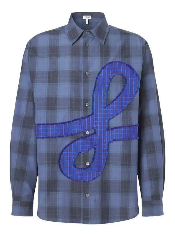 Loewe Checked Cotton Poplin Shirt - Blue