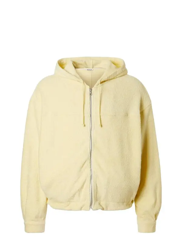 Auralee Cotton-blend Pile Zip-up Hoodie - Yellow