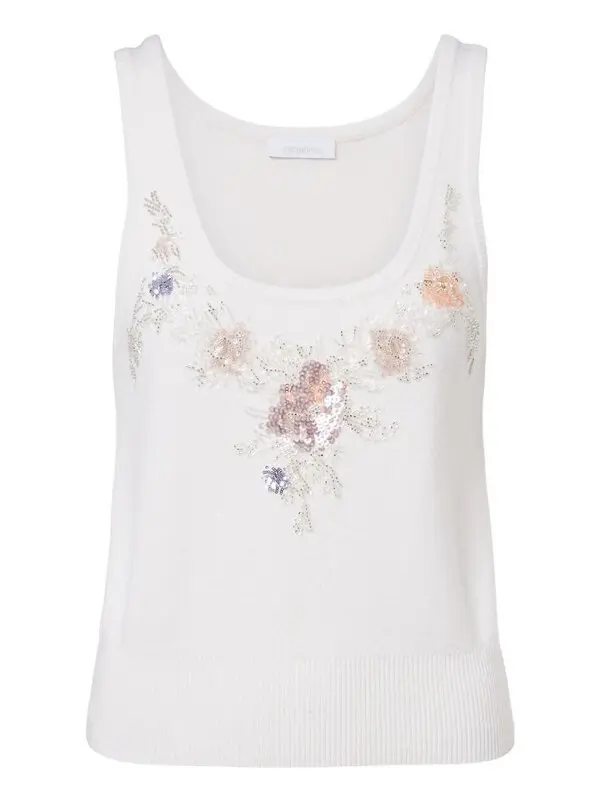 Rabanne Sequined Wool And Cashmere Top - White