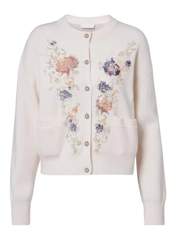 Rabanne Sequined Wool And Cashmere Cardigan - White