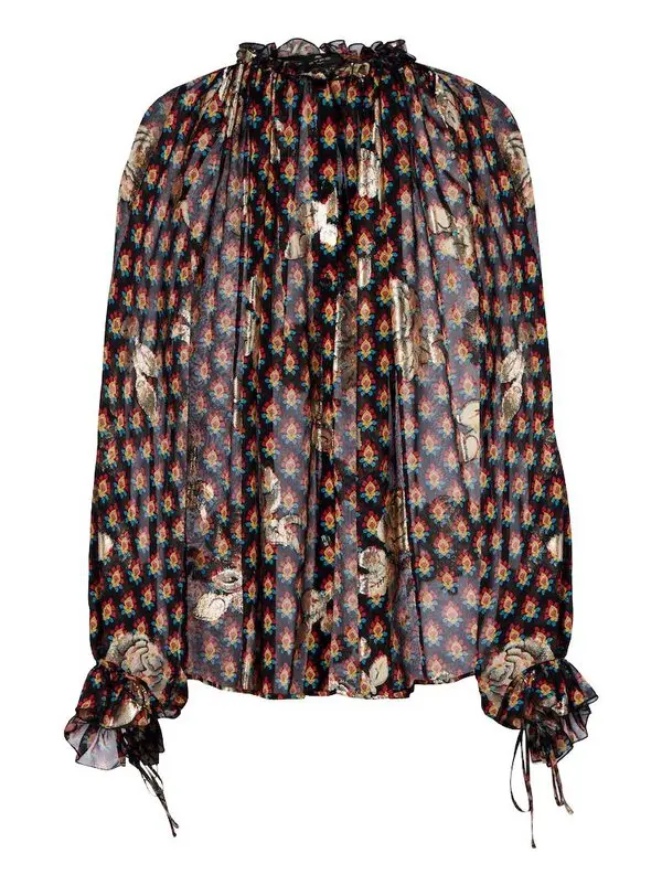 Etro Printed Silk-blend Blouse - Black