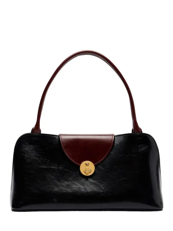 Versace Vivienne Medium Leather Shoulder Bag - Black