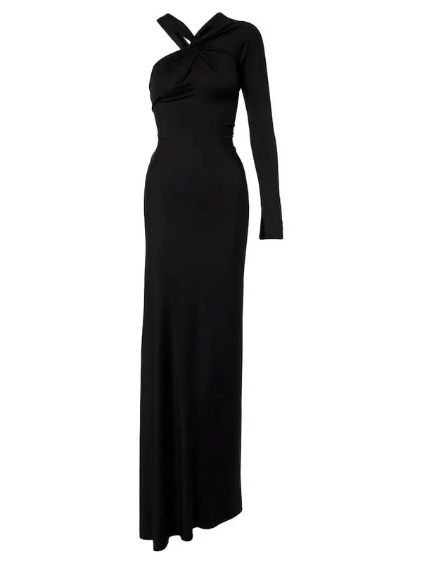 Victoria Beckham Ruched One-shoulder Maxi Dress - Black