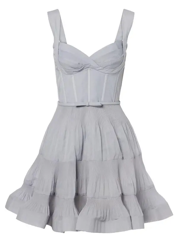 Zimmermann Pleated Bustier Mini Dress - Blue