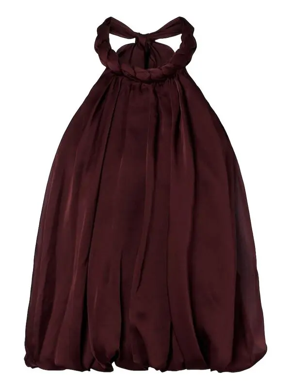 Zimmermann Luna Halterneck Silk Top - Burgundy
